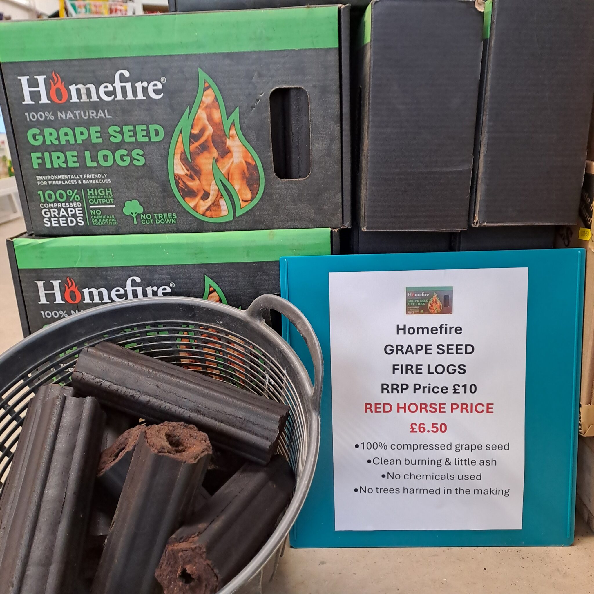 Homefire Grape Seed Fire Logs 5kg - Red Horse Vale - Fuels & Country ...